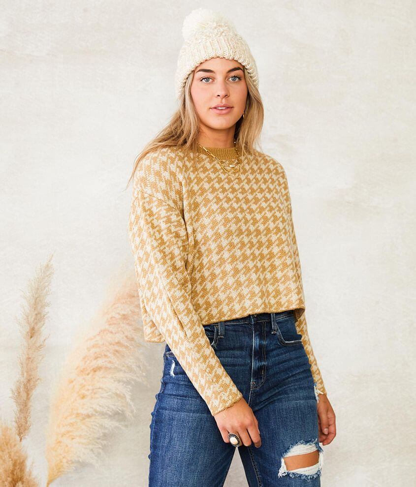 Vigoss Houndstooth Cropped Sweater - Women's Sweaters in Taupe | Buckle