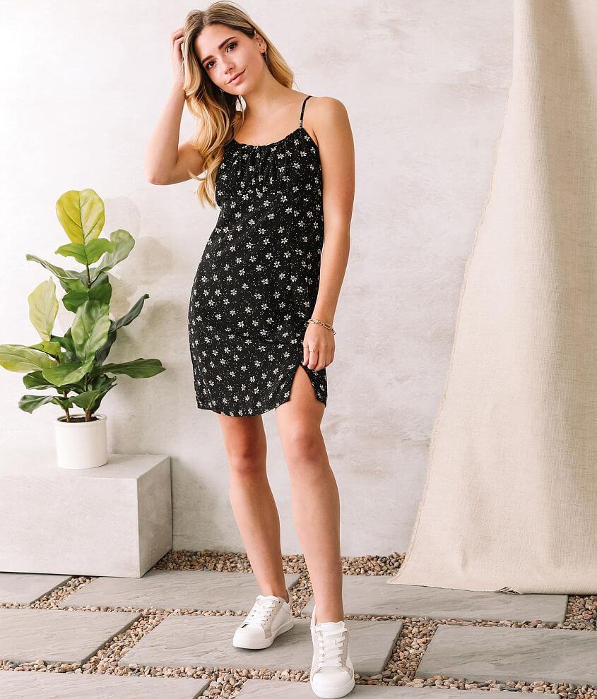 Willow & Root Pleated Floral Mini Dress - Women's Dresses in Black | Buckle