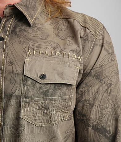 Affliction Kinship Stretch Shirt - Men's Shirts in Khaki | Buckle