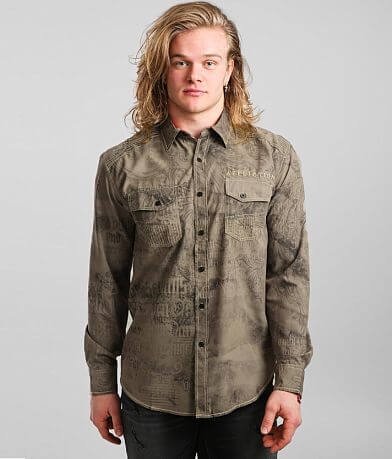 Affliction Kinship Stretch Shirt - Men's Shirts in Khaki | Buckle