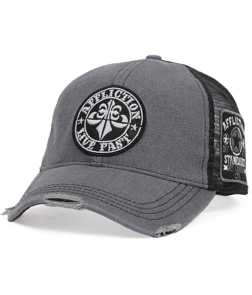 Affliction Corner Stone Trucker Hat - Men's Hats in Black Lava Wash ...