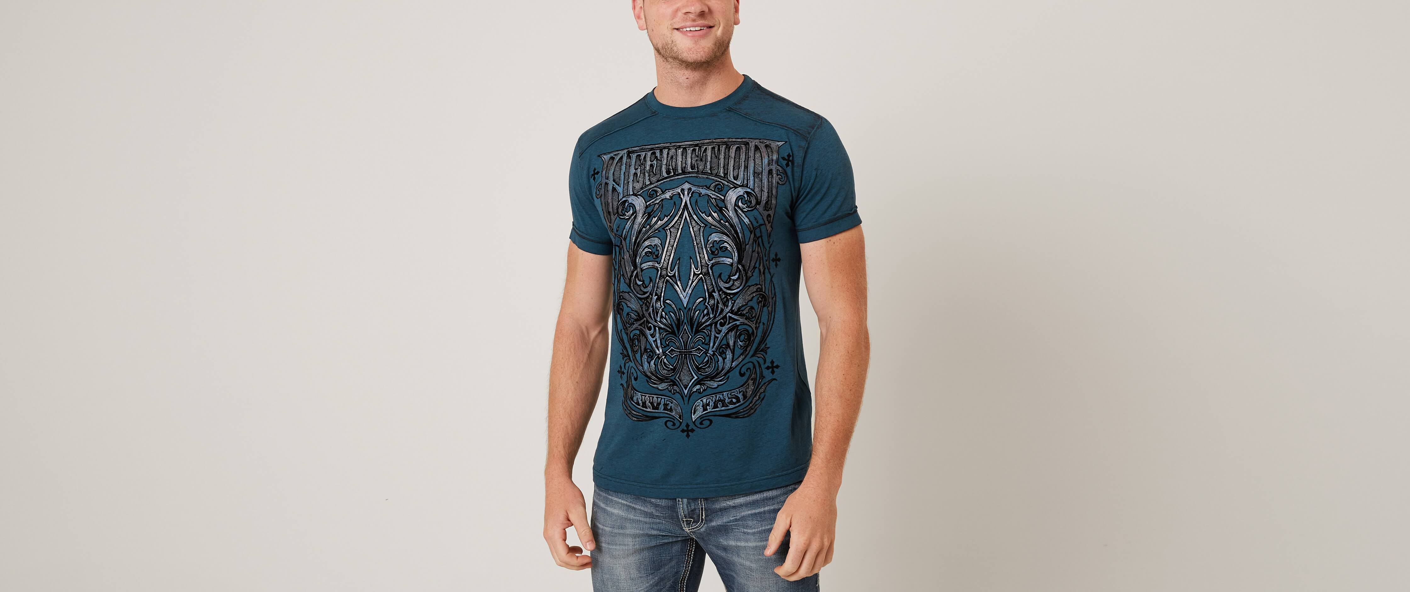 Affliction A Frame T-Shirt - Men's T-Shirts in Teal Burnout | Buckle