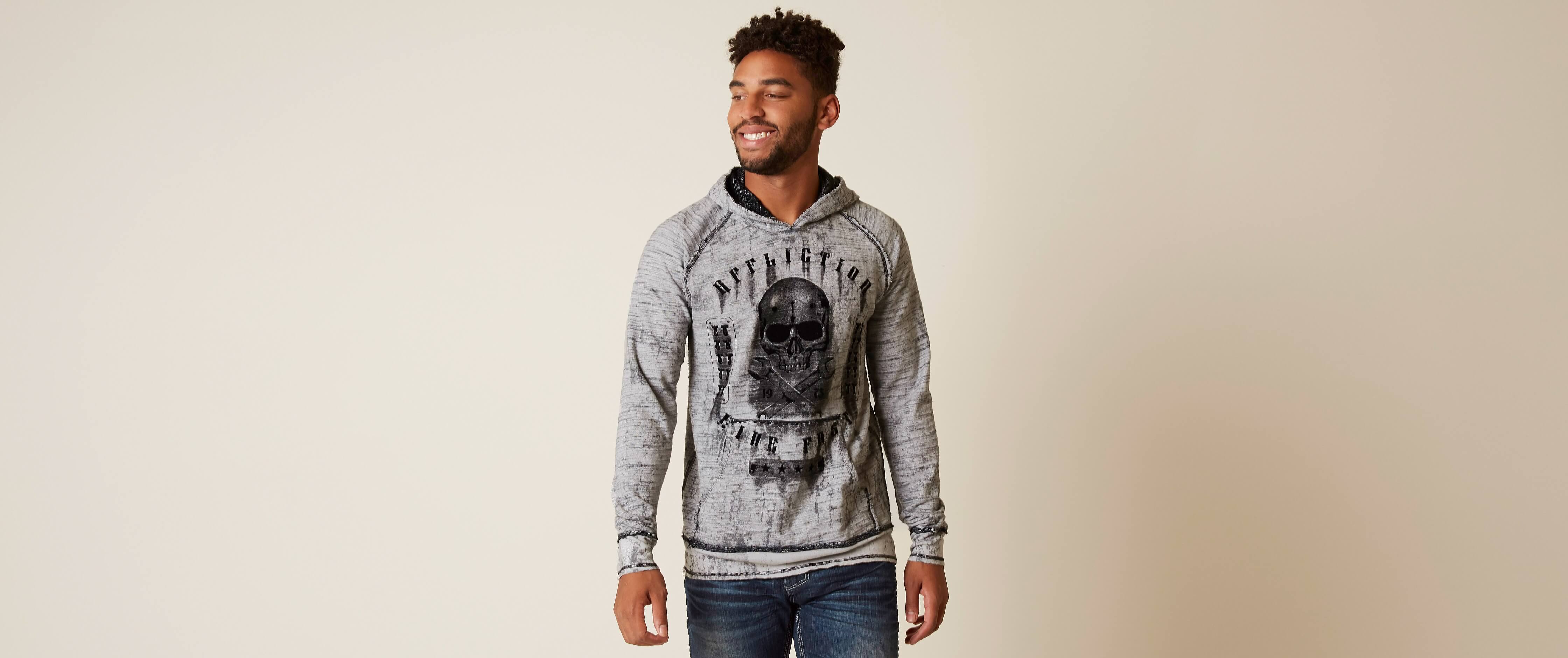 Affliction On The Tracks Reversible Hoodie - Men's Sweatshirts in White ...