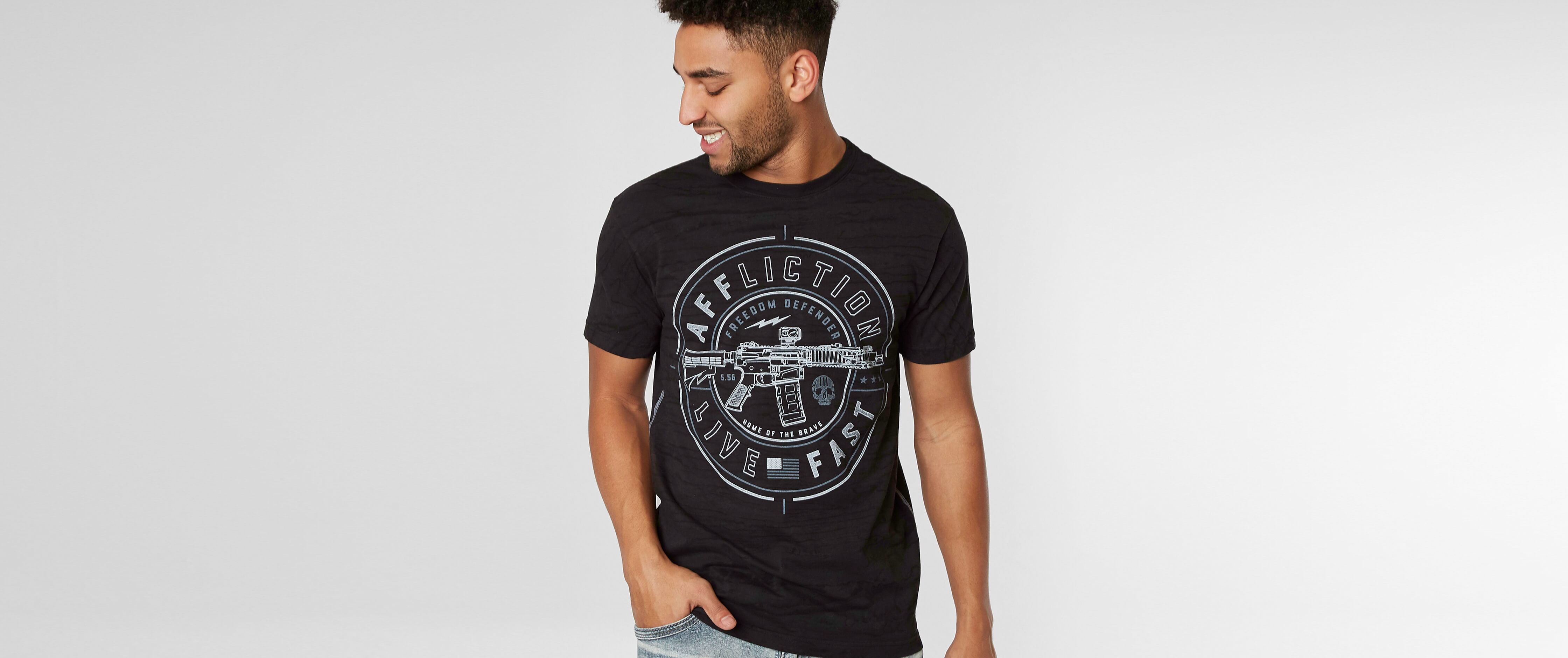 Affliction Freedom Defender Live Fast T-Shirt - Men's T-Shirts in Black ...