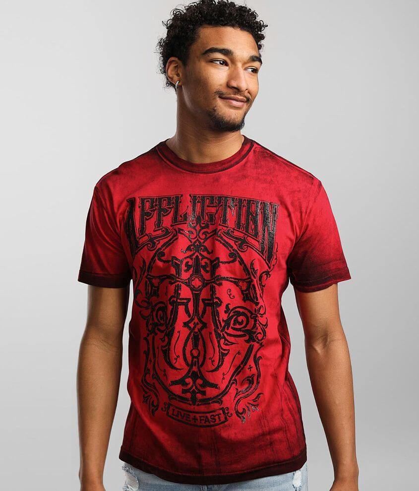Affliction Black Mist T-Shirt - Men's T-Shirts in Cherry | Buckle