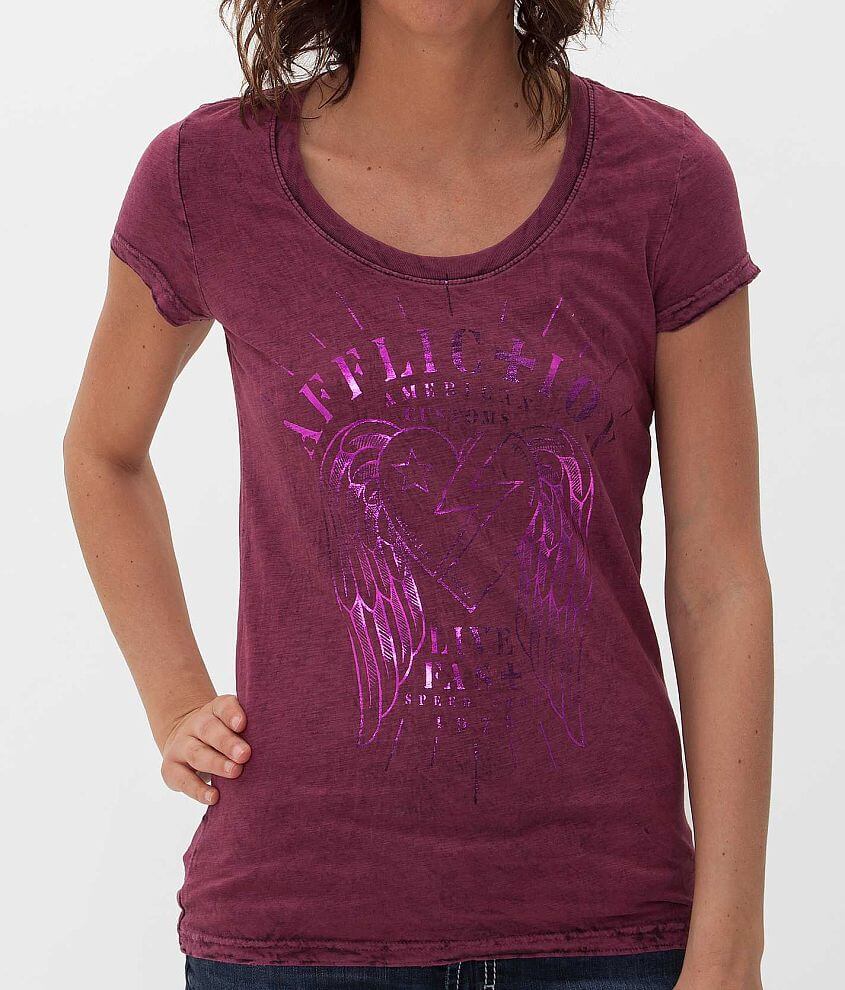 Affliction Speeder Reversible T-Shirt - Women's T-Shirts in Pink Black ...
