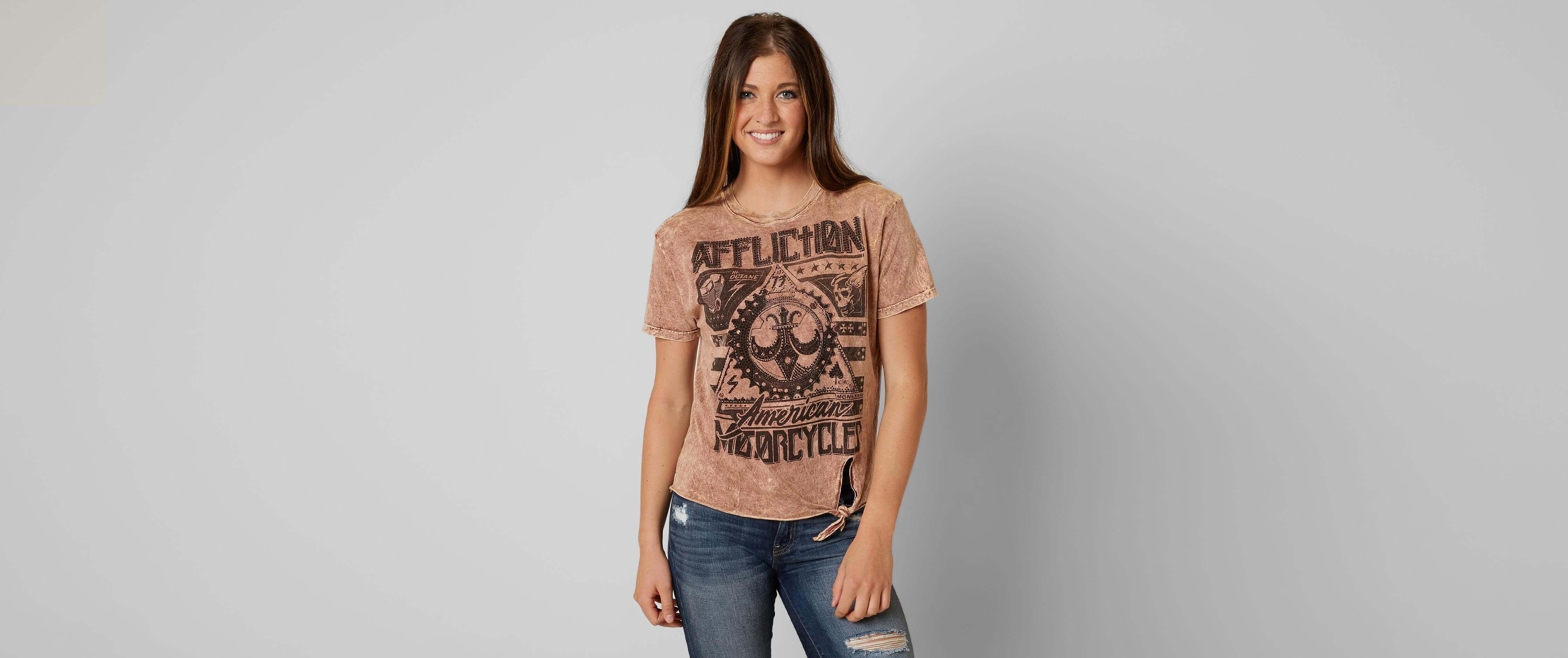 Affliction American Motorcycles T-Shirt - Women's T-Shirts in Brick Red ...