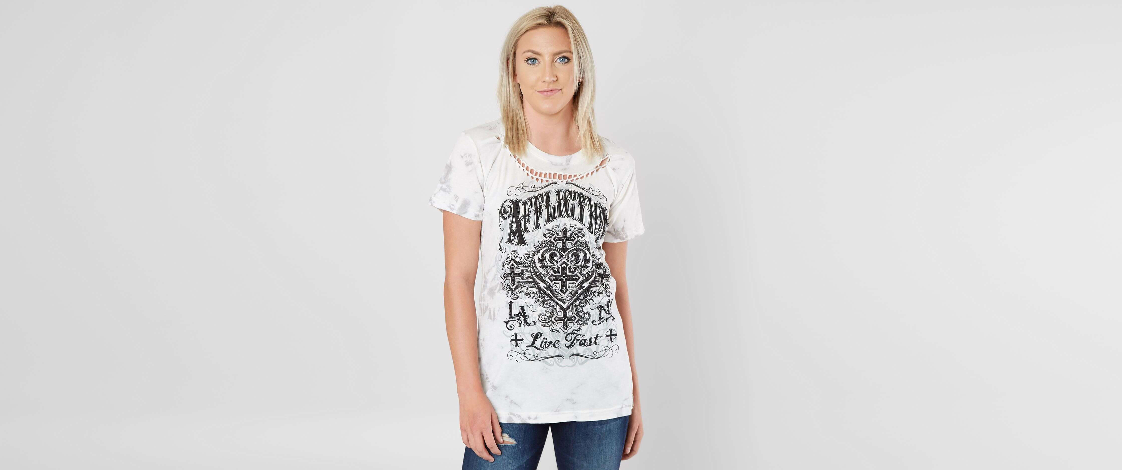 Affliction Ink T-Shirt - Women's T-Shirts in White Lt Grey Ice Wash ...
