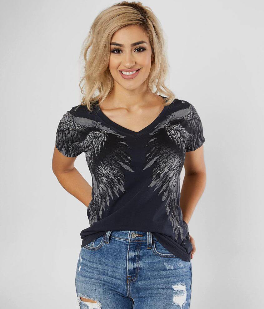 Affliction Isadore T-Shirt - Women's T-Shirts in Black Lava Wash | Buckle