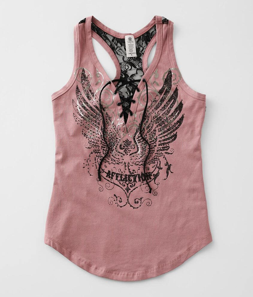 Affliction Stamped Wings Tank Top - Women's Tank Tops in Mauve Pigment ...