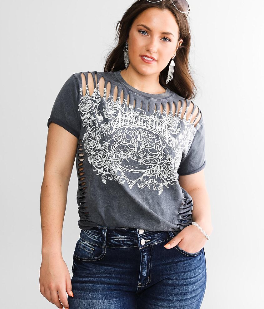 Affliction Sacred Thorn T-Shirt - Women's T-Shirts in Vintage Black ...