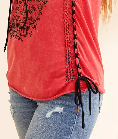 Affliction Solution Lace-Up Top - Women's Shirts & Blouses in True Red ...