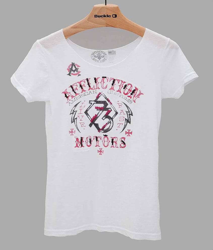 Affliction Live Fast Motors T-Shirt - Women's T-Shirts in White | Buckle