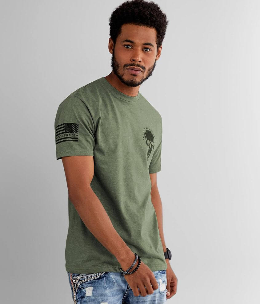 Howitzer Flag Skull T-Shirt - Men's T-Shirts in Olive Heather | Buckle