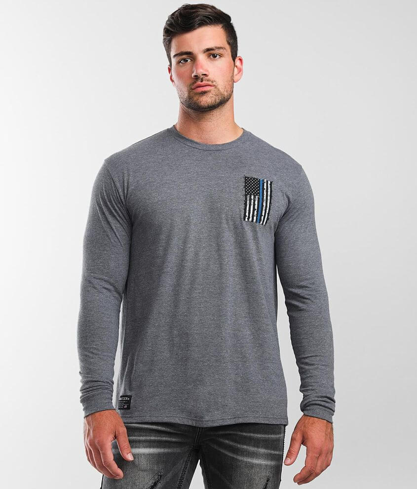 Howitzer Blue Line Smash T-Shirt - Men's T-Shirts in Graphite Heather ...