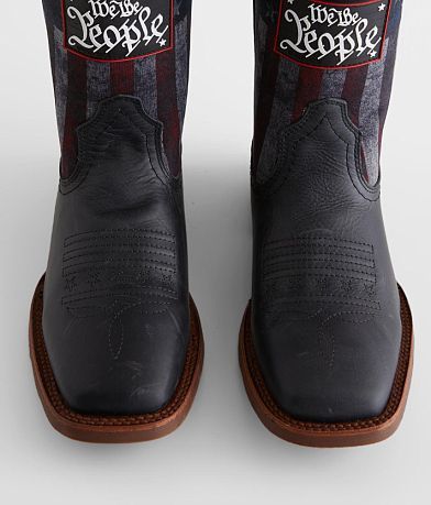 Howitzer Freedom Stamp Leather Cowboy Boot - Men's Shoes in Grey | Buckle