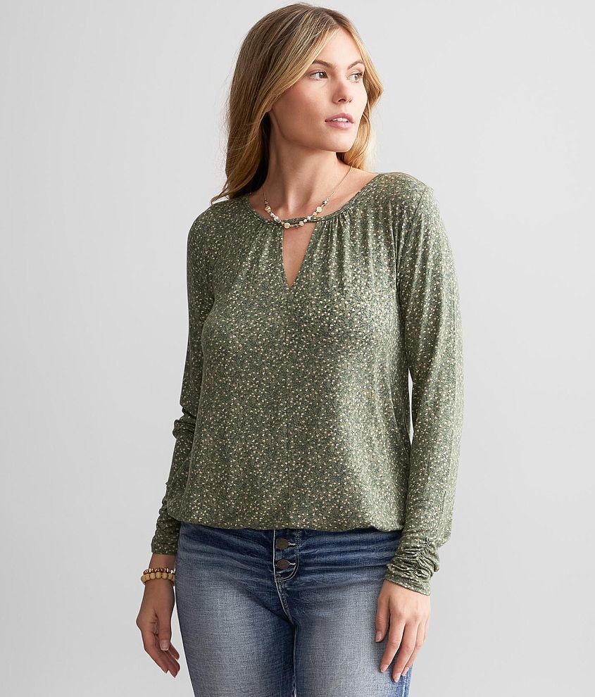 Daytrip Floral Keyhole Top - Women's Shirts & Blouses in Olive | Buckle
