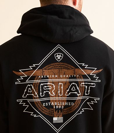 Ariat Badlands Longhorn Hooded Sweatshirt - Men's Sweatshirts in Black ...