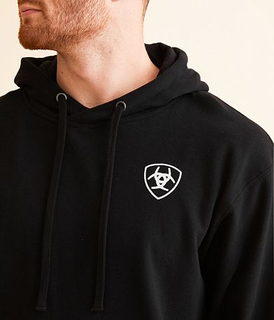 Ariat Badlands Longhorn Hooded Sweatshirt - Men's Sweatshirts in Black ...