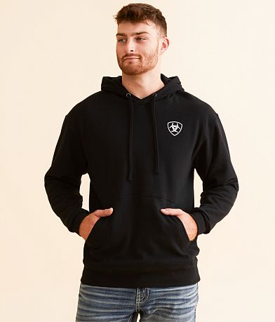 Ariat Badlands Longhorn Hooded Sweatshirt - Men's Sweatshirts in Black ...