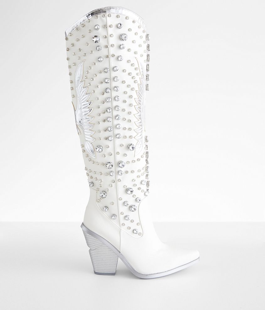 Azalea Wang Upbeat Rhinestone Western Boot - Women's Shoes in White | Buckle