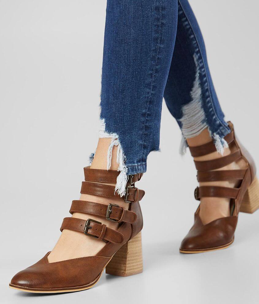 Beast Fashion Claira Strappy Heeled Ankle Boot - Women's Shoes in Brown ...