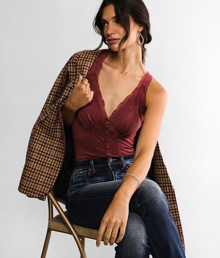 red by BKE Lace Trim Tank Top - Women's Tank Tops in Maroon | Buckle red by BKE Lace Trim Tank Top - Women's Tank Tops in Maroon | Buckle
