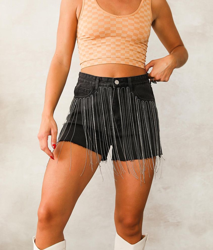 Blue B Ultra High Rise Rhinestone Fringe Short - Women's Shorts in ...