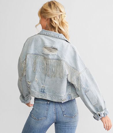 Blue B Rhinestone Fringe Denim Jacket - Women's Coats & Jackets in ...