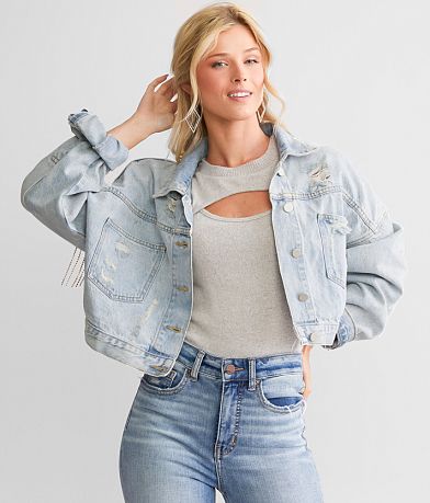 Blue B Rhinestone Fringe Denim Jacket - Women's Coats & Jackets in ...