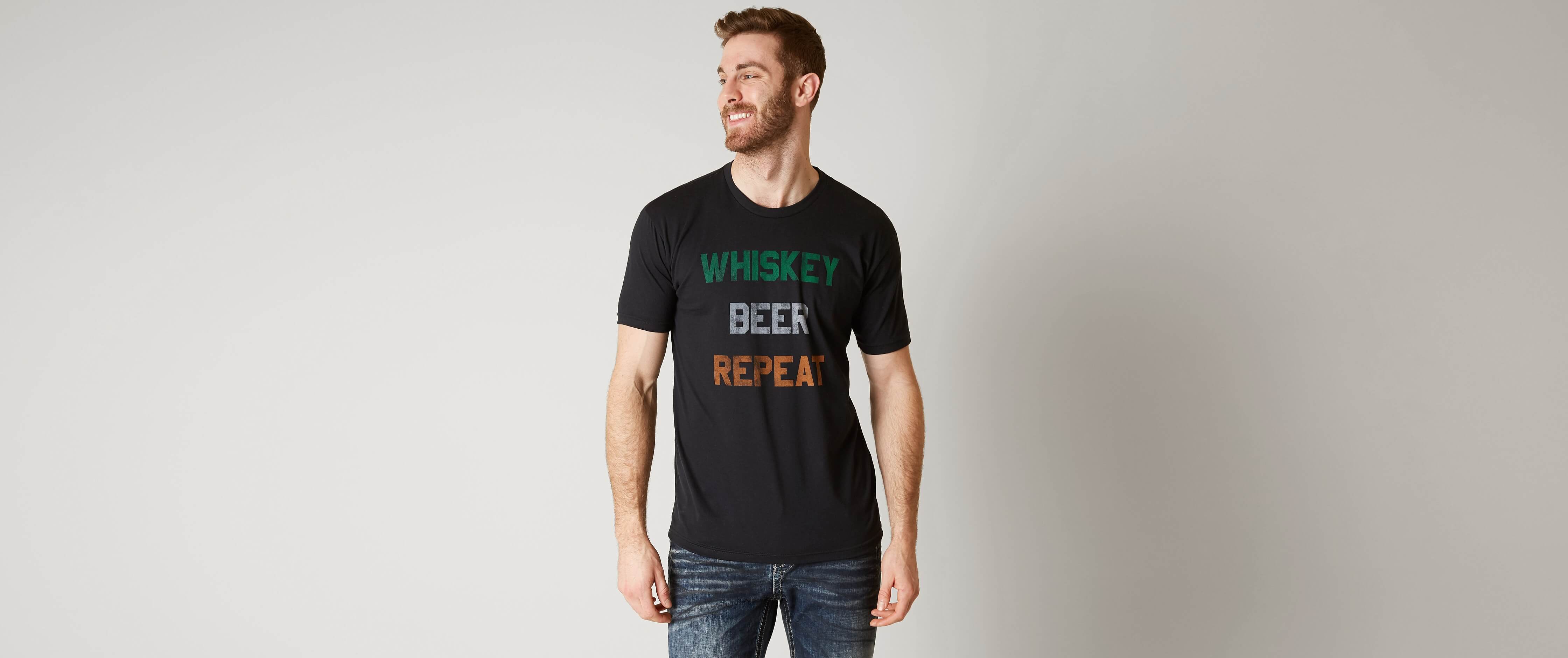 Body Rags Whiskey Beer Repeat T-Shirt - Men's T-Shirts in Black | Buckle