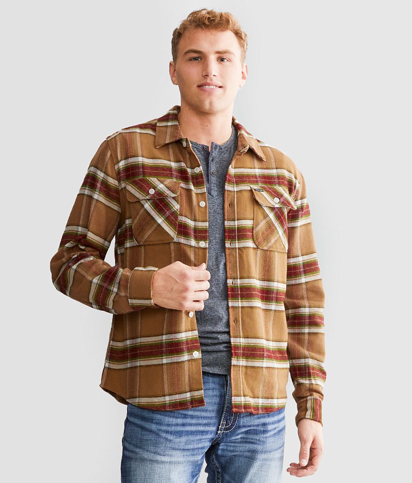 Brixton Bowery Flannel Shirt - Men's Shirts in Light Brown Burnt Henna ...