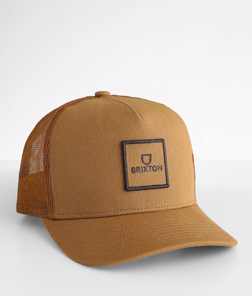 Brixton Alpha Black Crossover Trucker Hat - Men's Hats in Khaki | Buckle