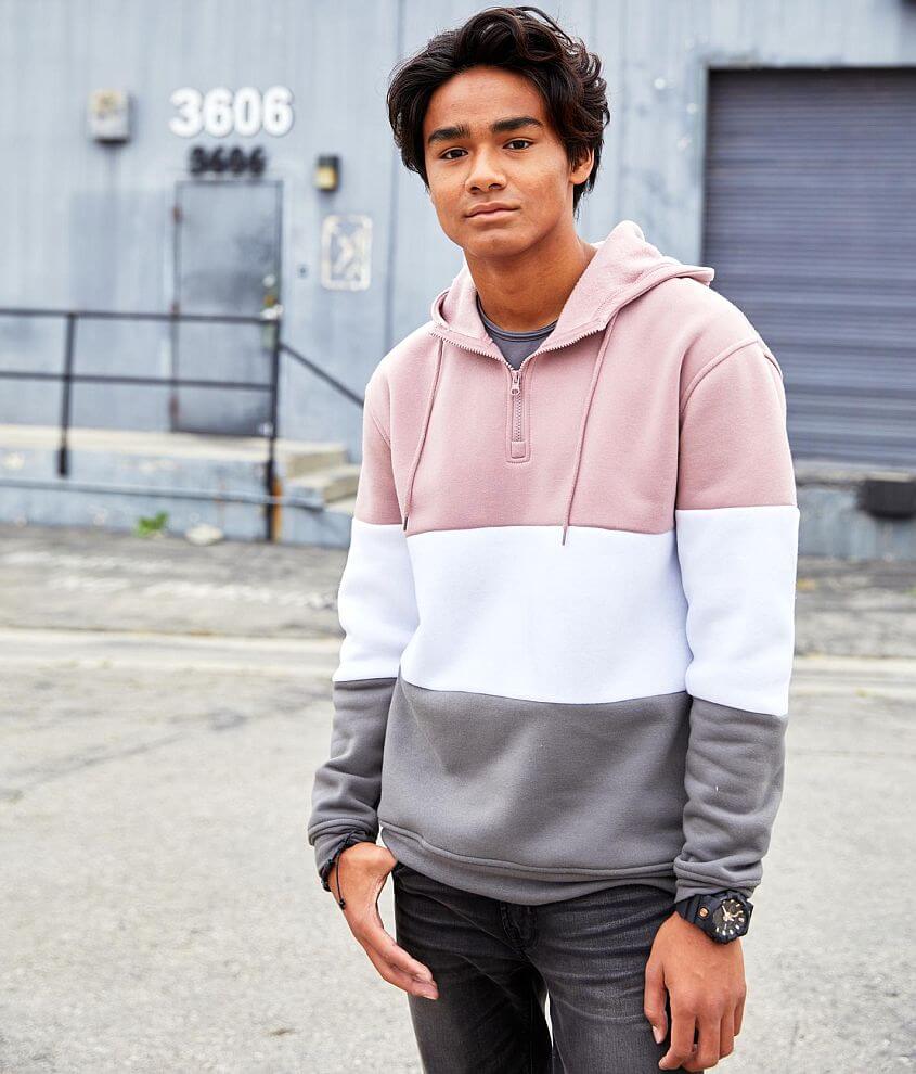 Departwest Color Block Hooded Sweatshirt - Men's Sweatshirts in Pink ...