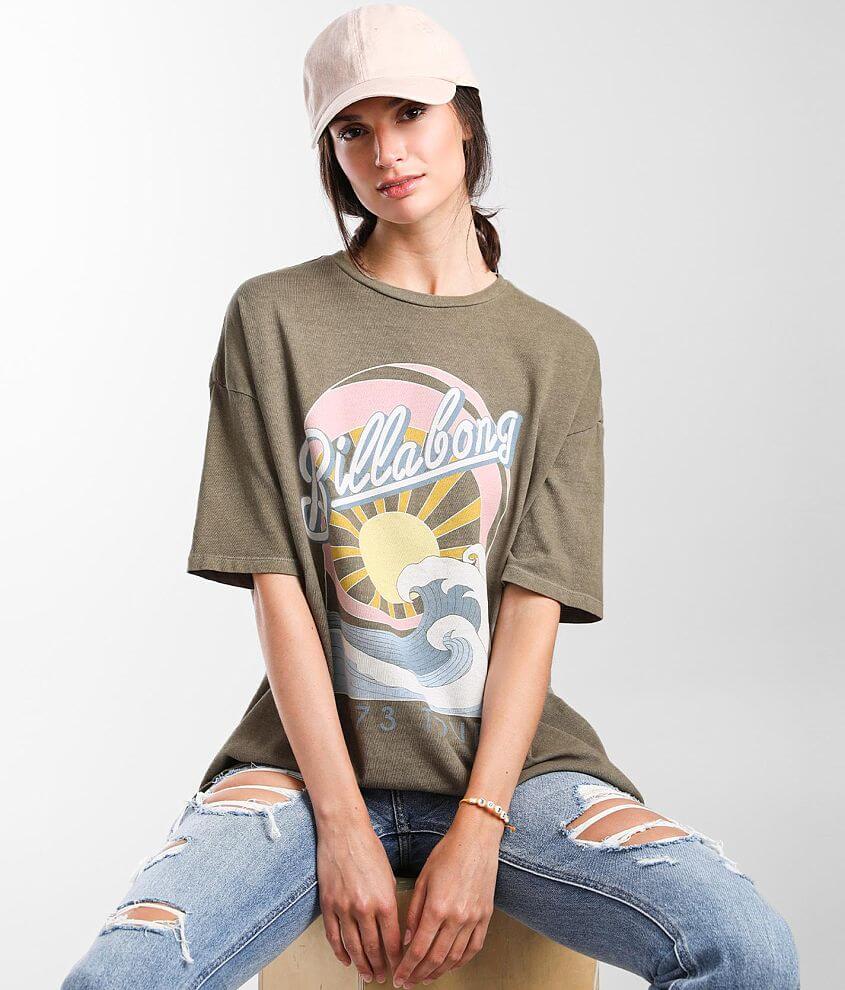 Billabong Stay Wavy Baby Oversized T-Shirt - Women's T-Shirts in Sage ...