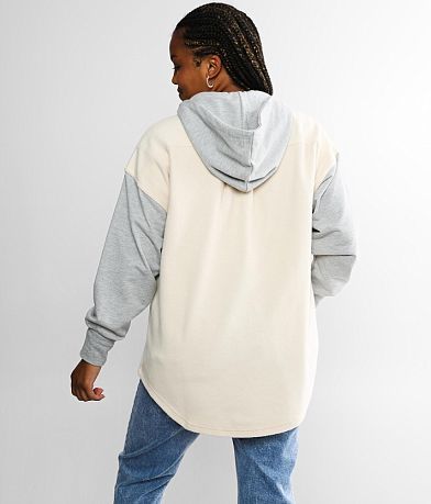 BKE Reverse Pieced Fleece Shacket - Women's Coats & Jackets in Cream ...