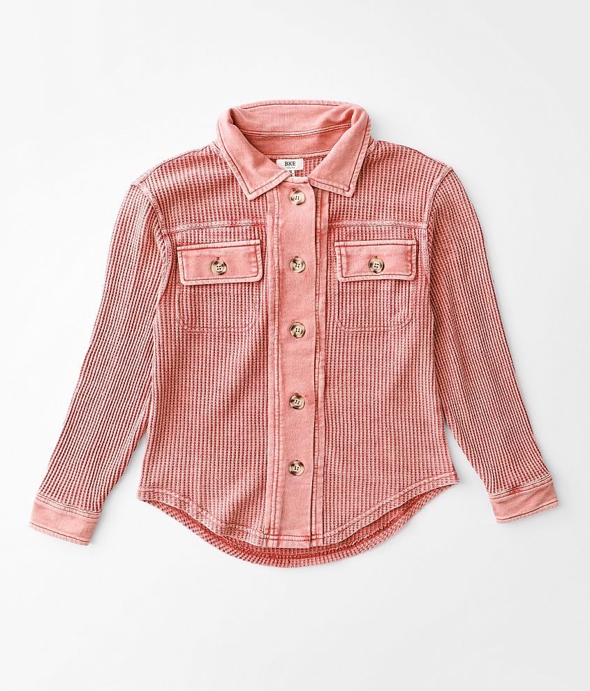 Girls - BKE Pieced Waffle Shacket - Girl's Coats/Jackets in Mauve | Buckle