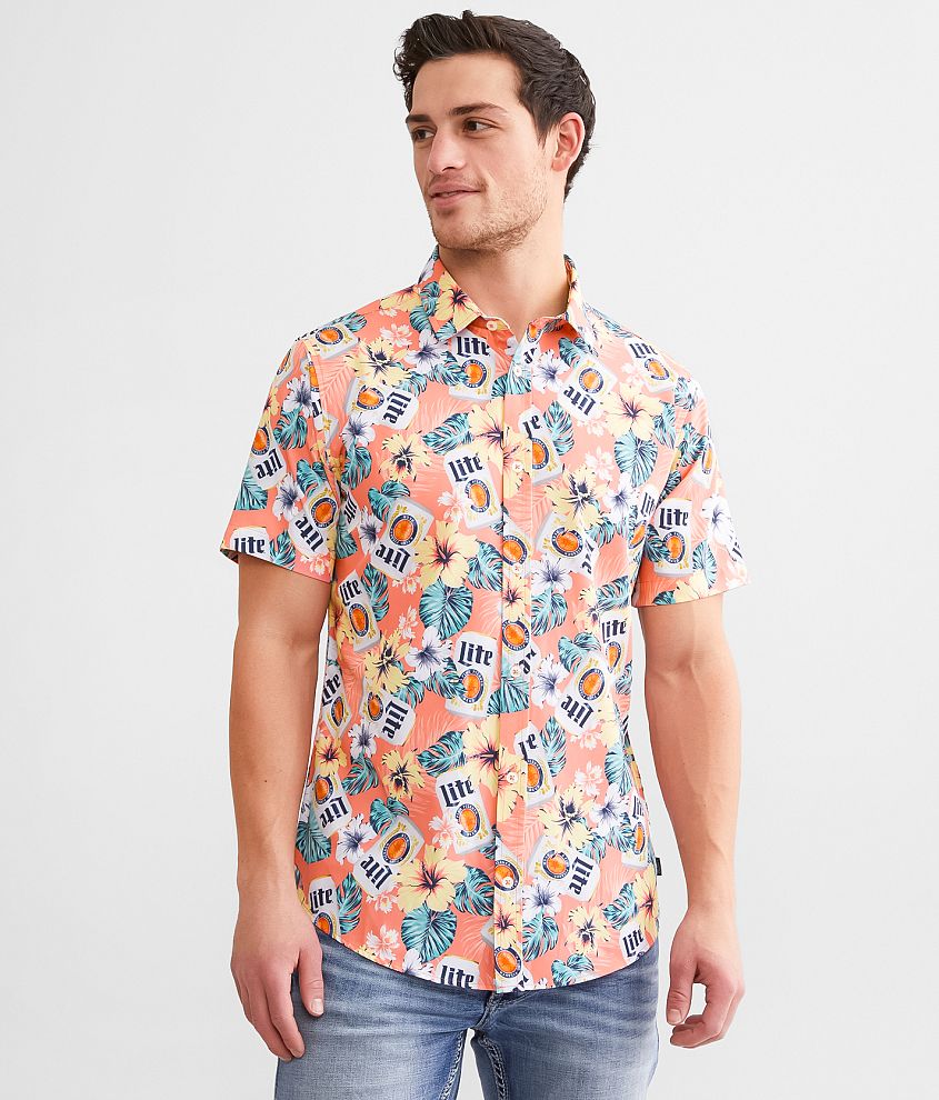 Valor Miller Light® Hibiscus Stretch Shirt Mens Shirts In Coral Buckle