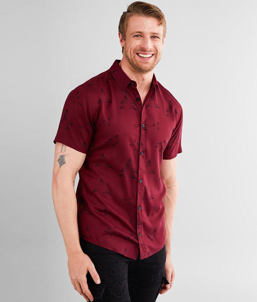 Departwest Geo Triangle Shirt - Men's Shirts in Burgundy Black | Buckle
