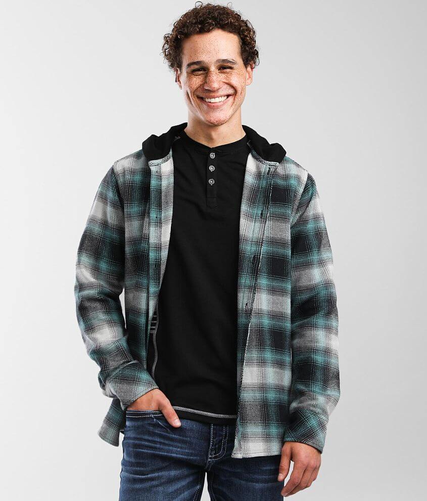 Departwest Hooded Flannel Shirt - Men's Shirts in Teal | Buckle