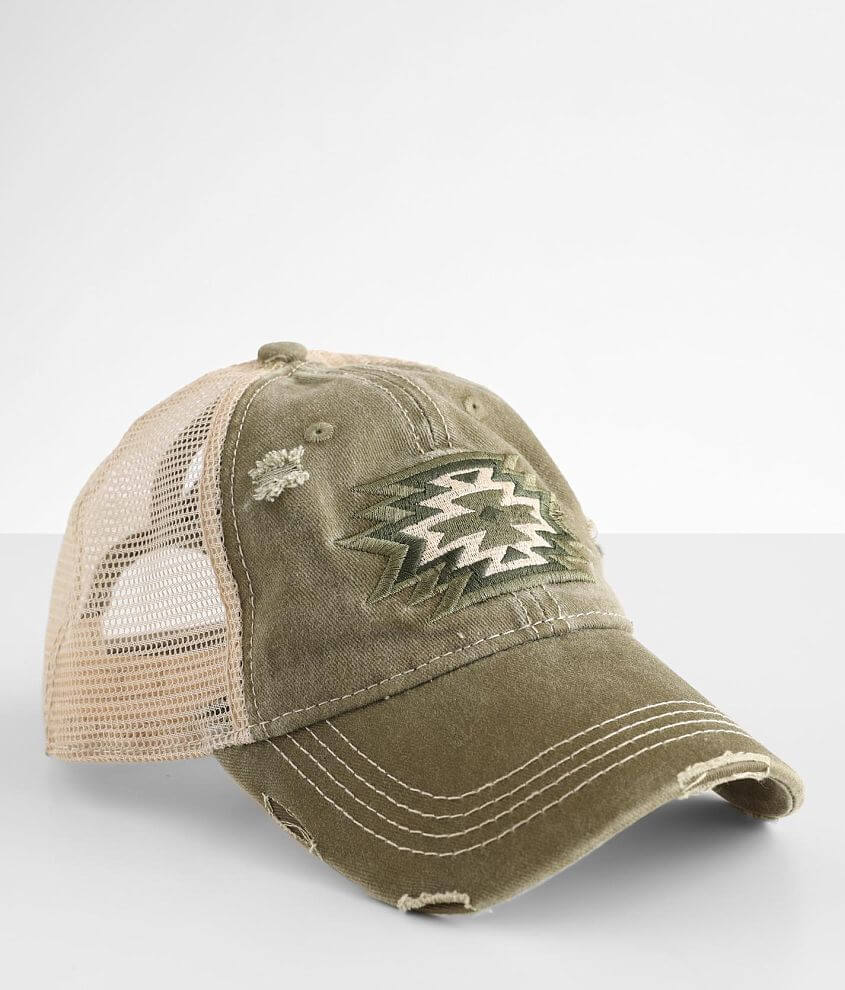 C.C® Southwestern Ponytail Trucker Hat - Women's Hats in Olive | Buckle
