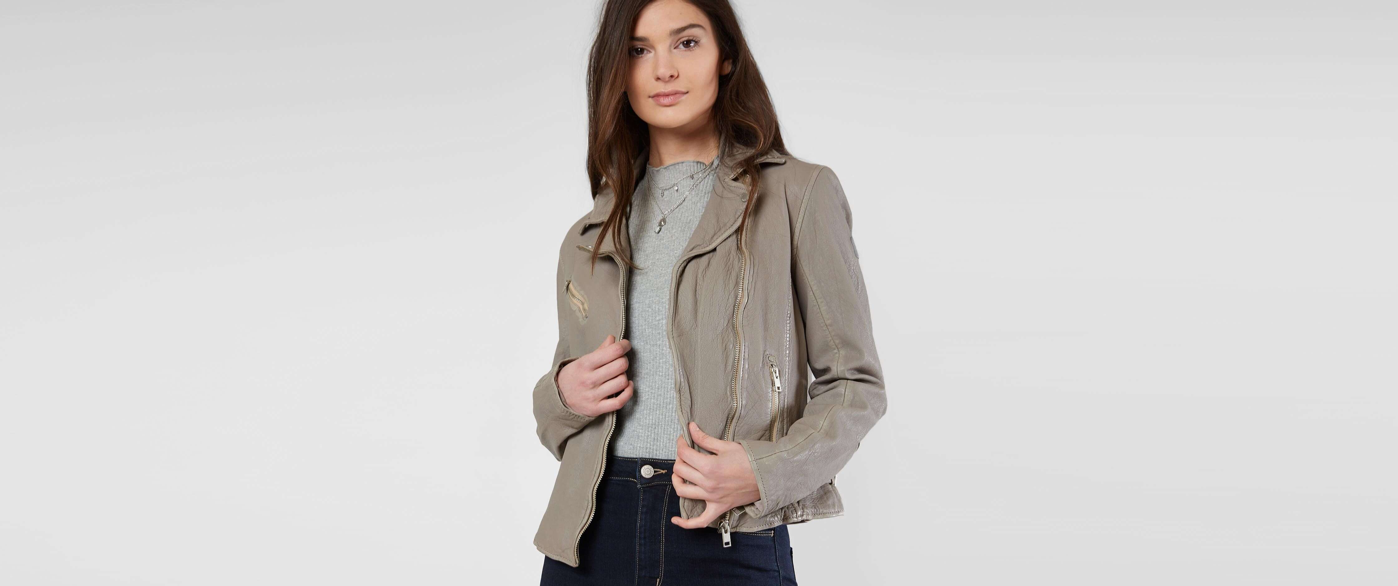 Mauritius Sofia Leather Jacket - Women's Coats & Jackets in Elephant | Buckle