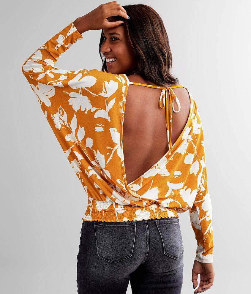 Daytrip Floral Surplice Deep V Neck Top Womens Shirts Blouses In