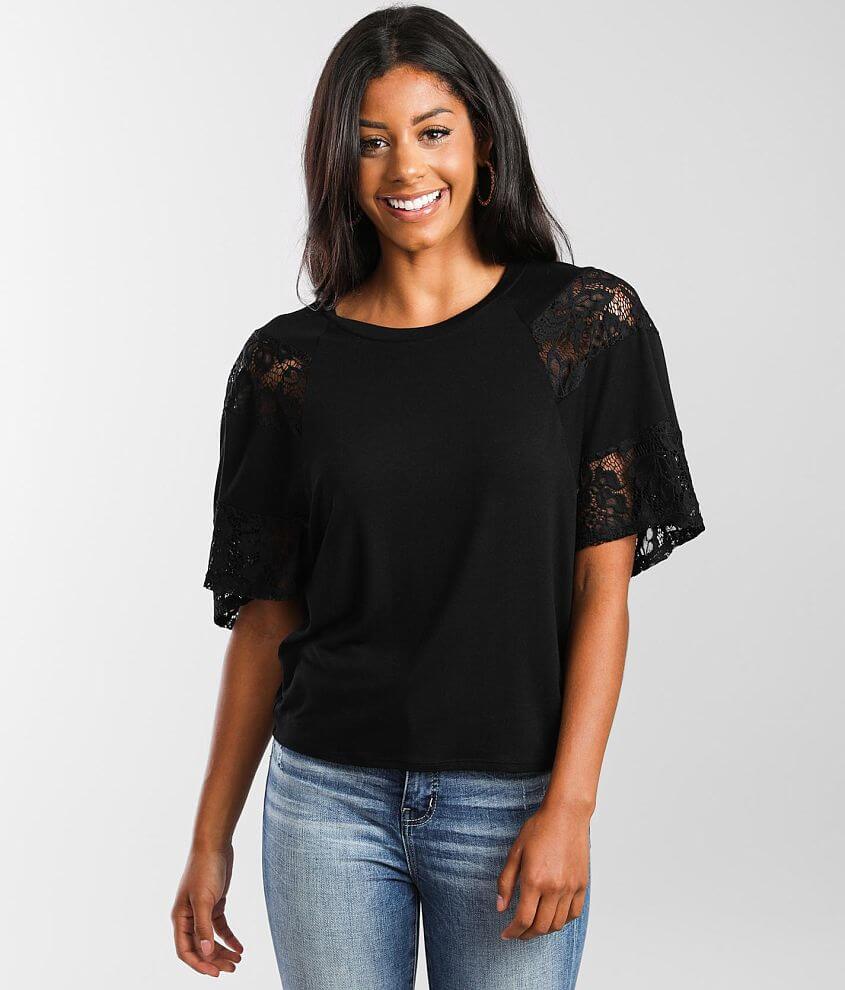 Daytrip Lace Inset Top - Women's Shirts & Blouses in Black | Buckle