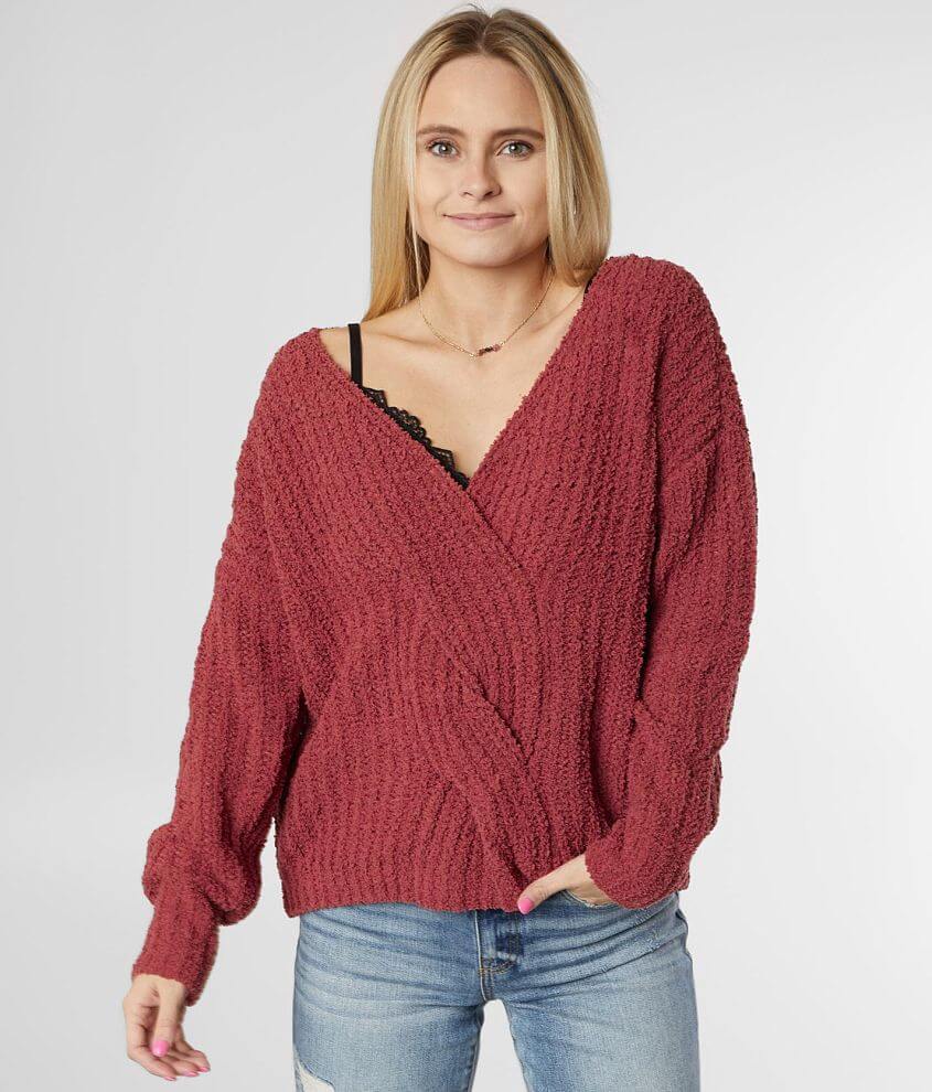 Daytrip Twisted Surplice Chenille Sweater - Women's Sweaters in Apple ...