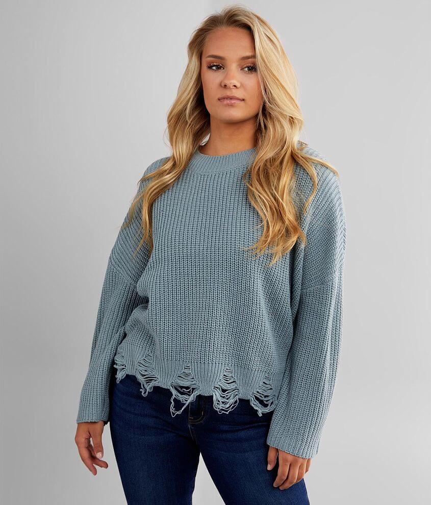 Daytrip Ribbed Pullover Sweater - Women's Sweaters in Dusty Blue | Buckle