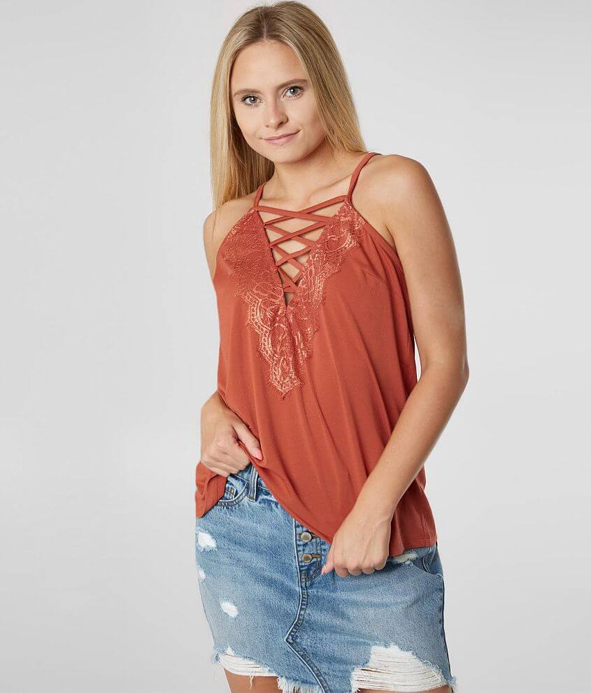 Daytrip Lace-Up Tank Top - Women's Tank Tops in Cinnamon | Buckle