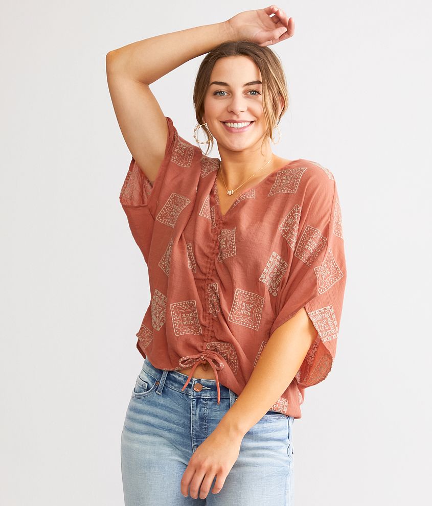 Daytrip Embroidered Dolman Top - Women's Shirts/Blouses in Chestnut ...