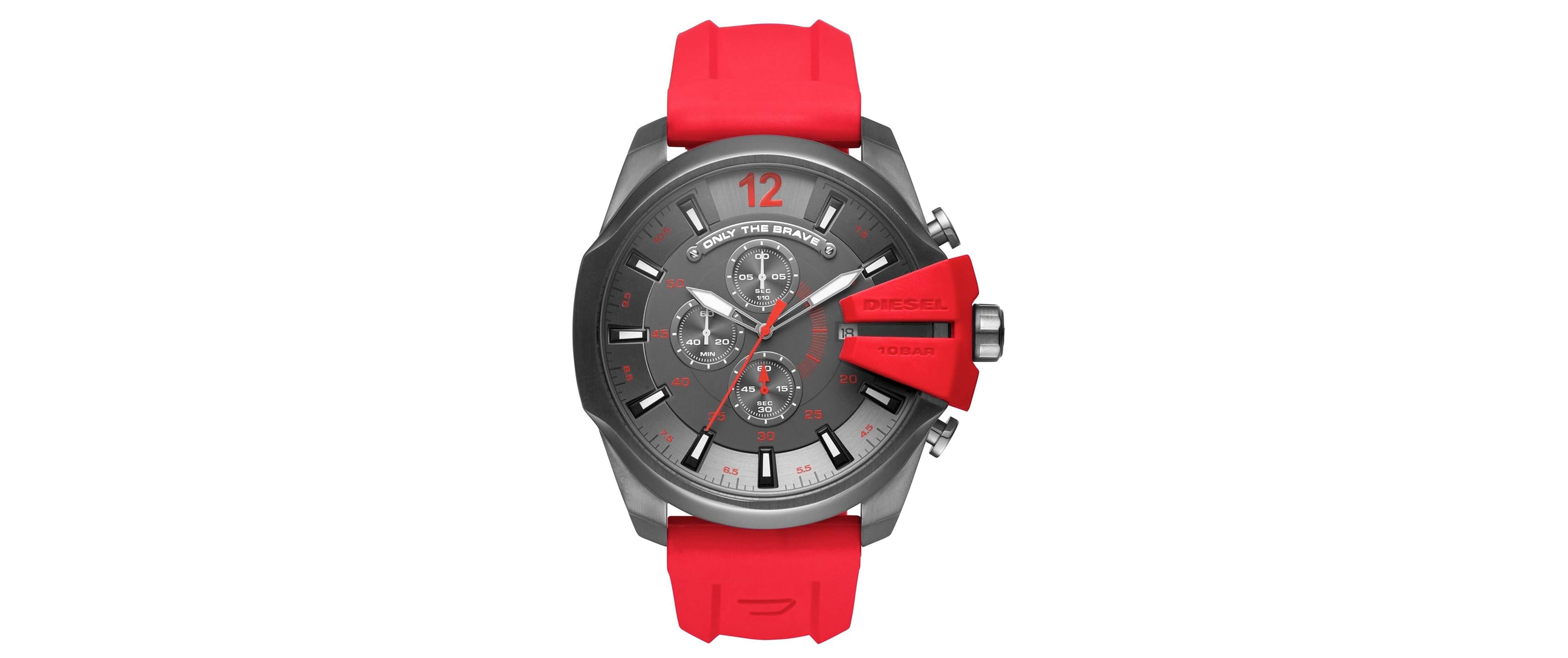 Diesel Mega Chief Watch - Men's Watches in Red | Buckle