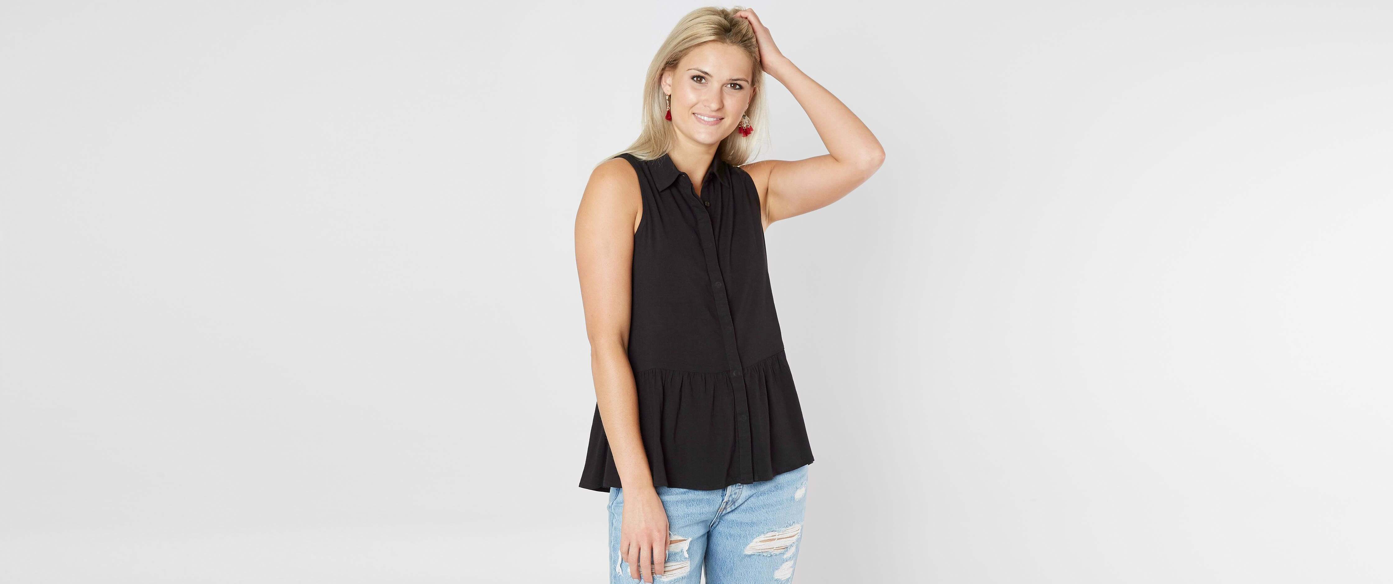 Doe & Rae Ruffle Tank Top - Women's Tank Tops in Black | Buckle